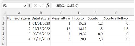 Funzione Excel SE E PIU SE
