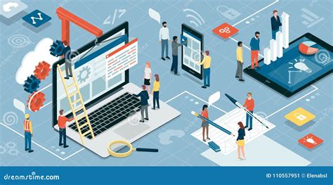 Web Development Graphic Design And Marketing Stock Vector Illustration Of Design Agency