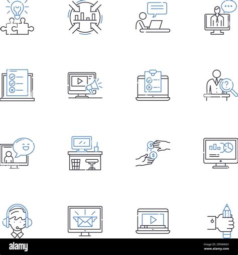 Active Corporation Line Icons Collection Vigorous Energetic Dynamic Agile Robust