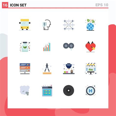 Pictogram Set Of 16 Simple Flat Colors Of Alternative Environment Coding Ecology Rule Editable