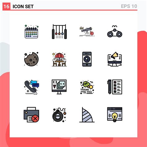 16 User Interface Flat Color Filled Line Pack Of Modern Signs And Symbols Of Vacation Glasses