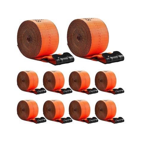 Vevor Winch Straps 4 In X 30 Ft Truck Straps With Flat Hook 10 Pack