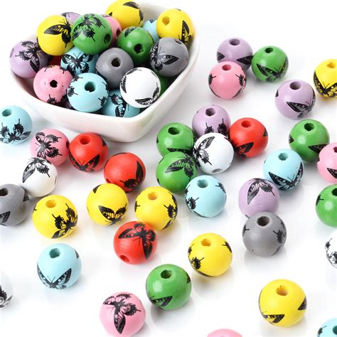 Badu Bg 10 бр лот 15 мм модел пеперуда Естествени дървени мъниста Цветни кръгли разделители