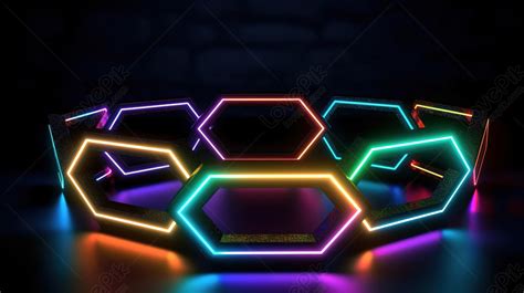 놀라운 3d 렌더링 어두운 배경에 빛나는 색상이 있는 추상 네온 육각형 프레임 네온 색상 배경 색상 배경 놀라 배경 이미지 Hd 네온 색상 색상 놀라 배경 사진