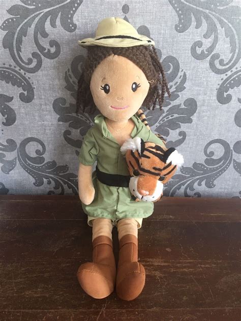 The Petting Zoo Zookeeper Doll Tiger Plush Safari Girl Dark Brown Hair