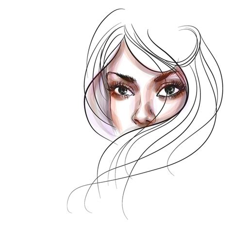 Иллюстрация portrait в стиле графика, мода и красота, скетчи