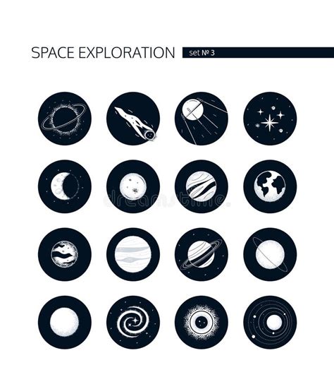 Conjunto De ícones Brancos Modernos De Vetor De Exploração Espacial