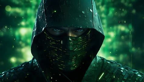Premium Photo Ninja In A Matrixstyle Digital World Surrounded By Flowing Binary Code