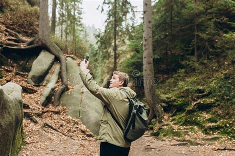 No Communication Coverage Lost Contact Signal Device Sad Blonde Man Got Lost And Could Not