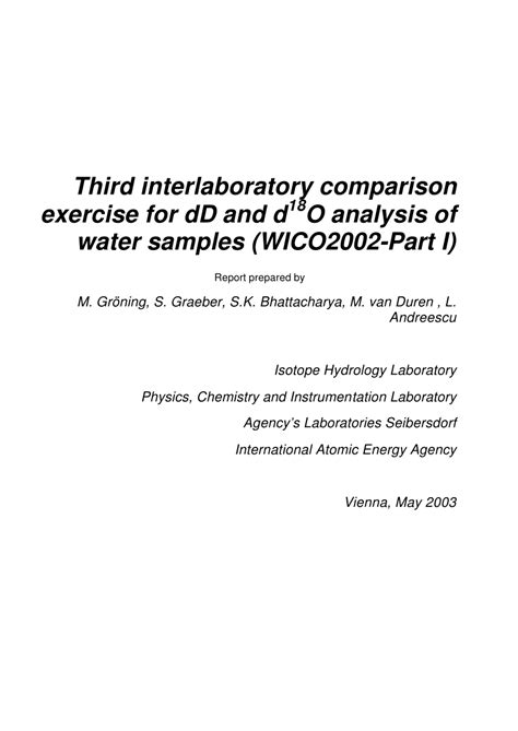Pdf Third Interlaboratory Comparison Exercise For Dd And D18o