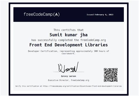 Sumit Kumar Jha On Linkedin Frontend Developer Freecodecamp