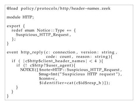 an example of the zeek network security monitoring analysis module