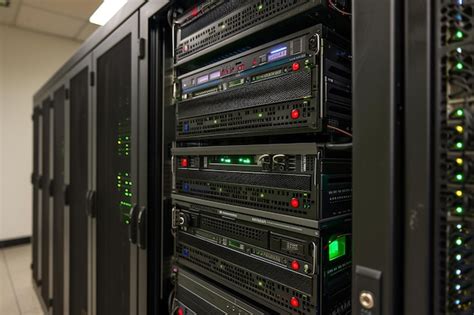 Premium Photo Minimalist Server Room With Integrated Server Rack