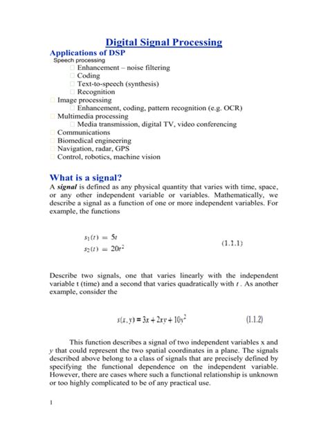 Digital Signal Processing Signals Systems And Applications