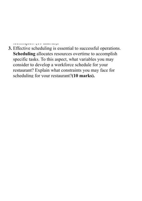 solved 3 effective scheduling is essential to successful