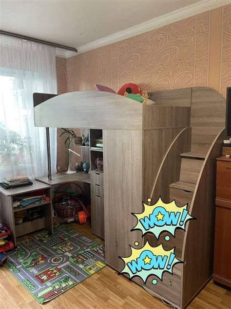 Ліжко горище з робочою зоною шафою столом Ірис