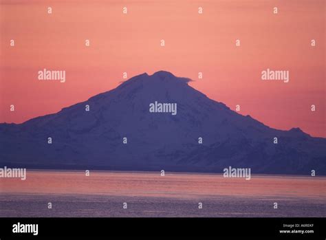 Mount Redoubt Volcano Aleutian Range Across Cook Inlet Lake Clark