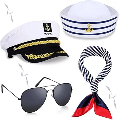 Navy Captain Hat Skipper Yacht Hat Sailor Costume Cosplay Fancy Scarf Dress Uk £8 93 Picclick Uk