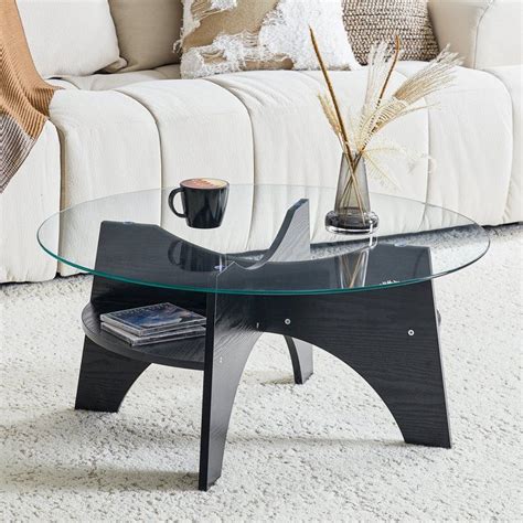 Table Basse Ronde Verre Cadre En Forme DÉventail Table Dappoint