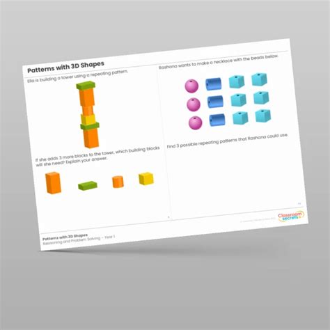 Year 1 Patterns With 3d Shapes Reasoning And Problem Solving Resource