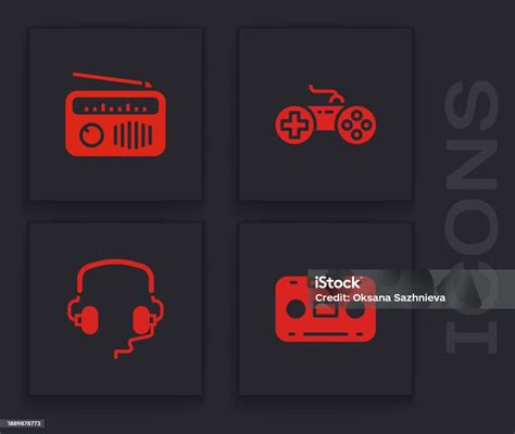 레트로 오디오 카세트 테이프 안테나가 있는 라디오 게임패드 및 헤드폰 아이콘을 설정합니다 벡터 0명에 대한 스톡 벡터 아트 및 기타 이미지 Istock