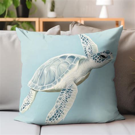Elegant Sea Turtle Pillow Ocean Inspired Cushion Cover Marine Life