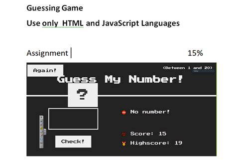 Solved Guessing Game Use Only HTML And JavaScript Languages Chegg