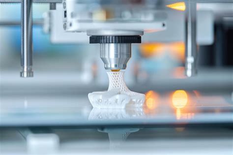 Closeup Of A 3d Printer Nozzle Extruding White Plastic Filament