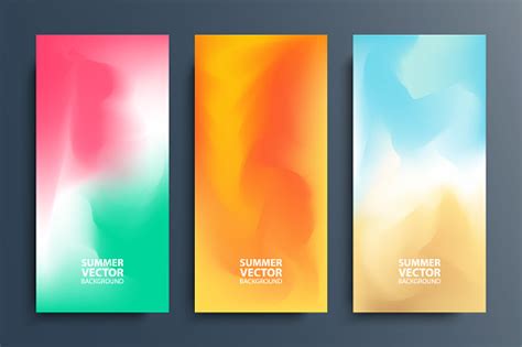 여름 흐린 배경은 현대 추상 흐릿한 색상 그라데이션 패턴으로 설정됩니다 포스터 배너 및 전단지를 위한 여름철 의 매끄러운 생생한 템플릿 컬렉션 수박에 대한 스톡 벡터 아트