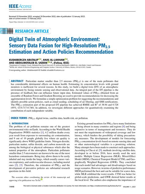 Digital Twin Of Atmospheric Environment Sensory Data Fusion For High