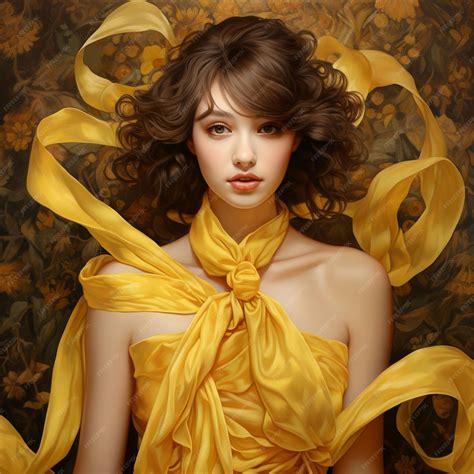 Premium Photo Modeling Girl Is Adorned In A Luxurious Golden Yellow