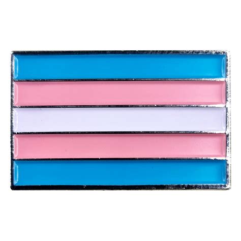 Transgender Pride Flag Silver Metal Rectangle Lapel Pin Badge