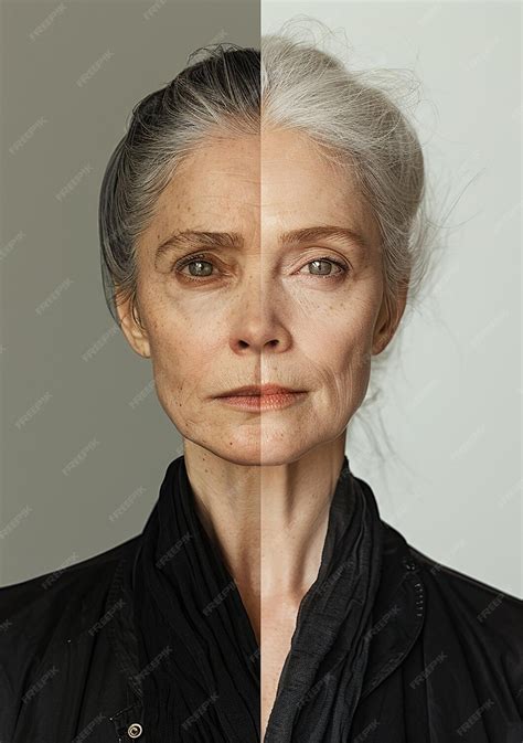 A Womans Face With A Black Jacket And A Black Jacket Premium Ai