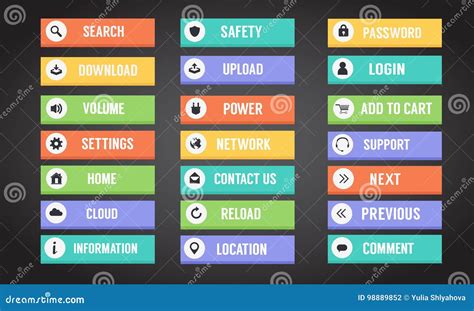 Computer Buttons And Icons With Text Stock Vector Illustration Of
