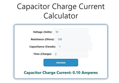 Capacitor Charge Current Calculator Savvy Calculator