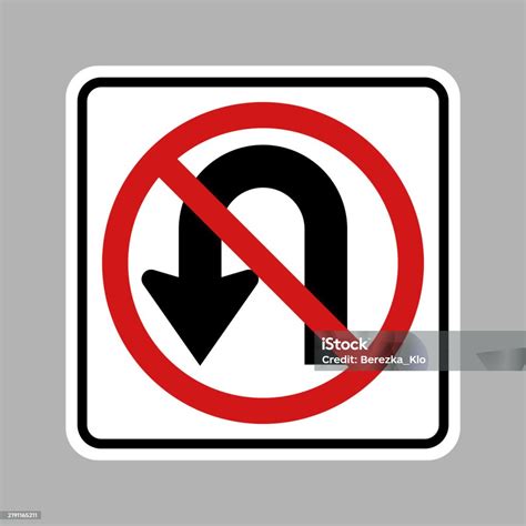 No Uturn Regulatory Traffic Sign Vector Stock Illustration Download