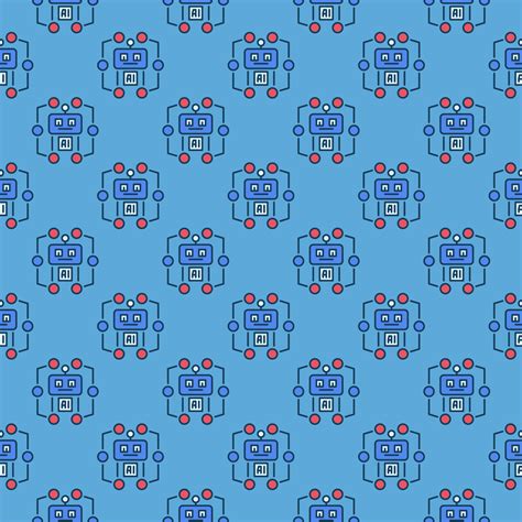 artificial intelligence ai robot vector colored seamless pattern