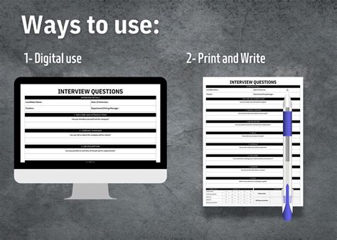 Interview Questions Template Job Interview Form Printable Interview