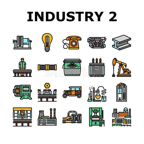 Industry 20 Automation Robotics Icons Set Vector Stock Illustration