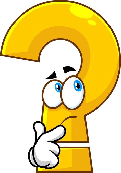 Cute Yellow Question Mark Cartoon Character Thinking Vector Hand Drawn