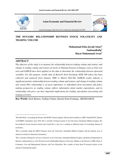Pdf The Dynamic Relationship Between Stock Volatility And Trading Volume