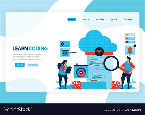 Homepage For Learning Programming And Coding Vector Image