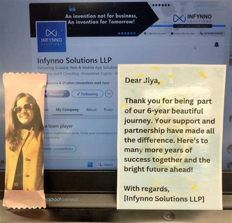 jiya chokhawala on linkedin anniversary businessgrowth thankyou