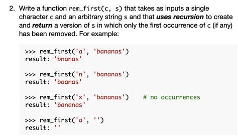 solved 2 write a function rem first c s that takes as