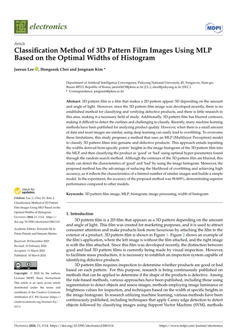 Pdf Classification Method Of 3d Pattern Film Images Using Mlp Based