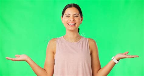 Decision Comparison And Happy Woman With Mockup Studio Choice Scale
