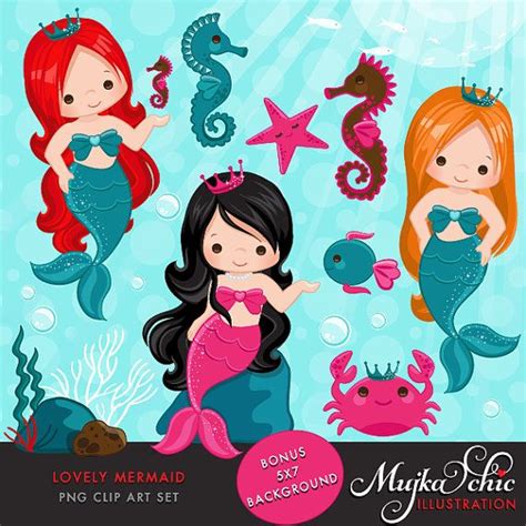 Mermaid Clipart And Under Sea Graphics Little Mermaid Characters