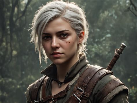 Ciri From The Witcher Saga Naked YearOld Warrior With Sword And Facial Scar AI Image Generator