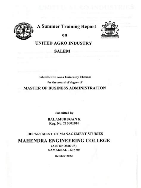 Summer Training Balamurugan K Pdf