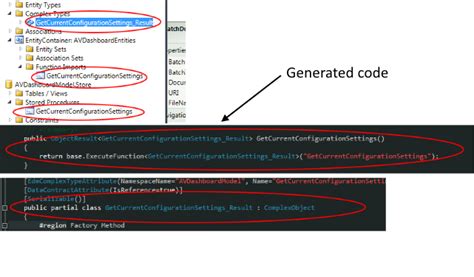 C Entity Framework Function Import Code Generated In Designer But Not Recognized By